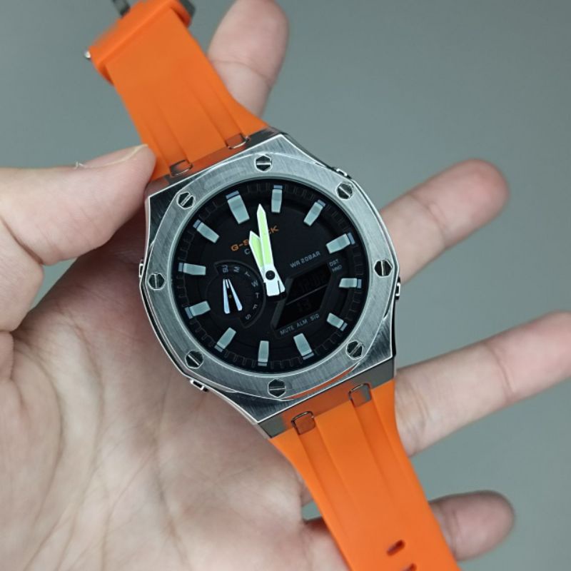 GA-2100 AP STEEL BEZEL RUBBER STRAP (copy oringinal 1-1 premium ...