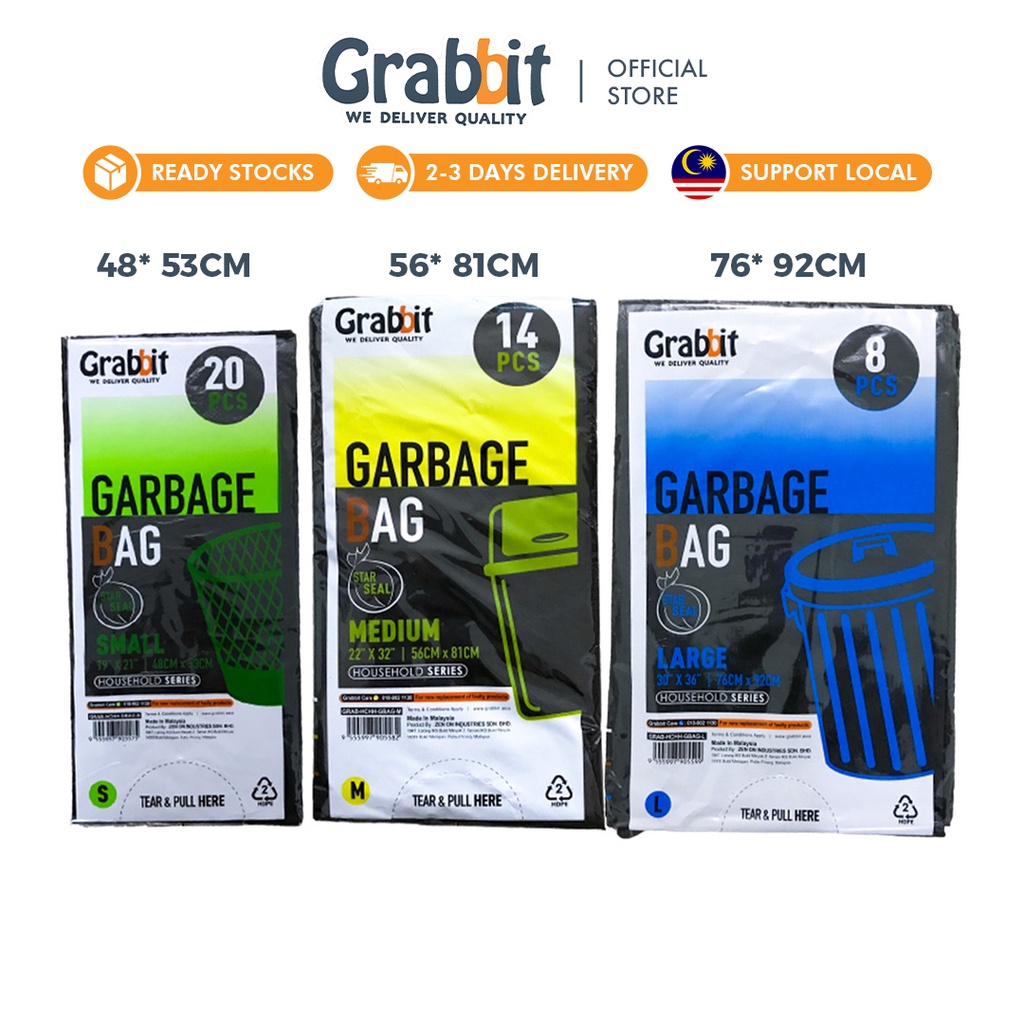 Grabbit Disposable Household Garbage Bag - Size S / M / L | Shopee Malaysia