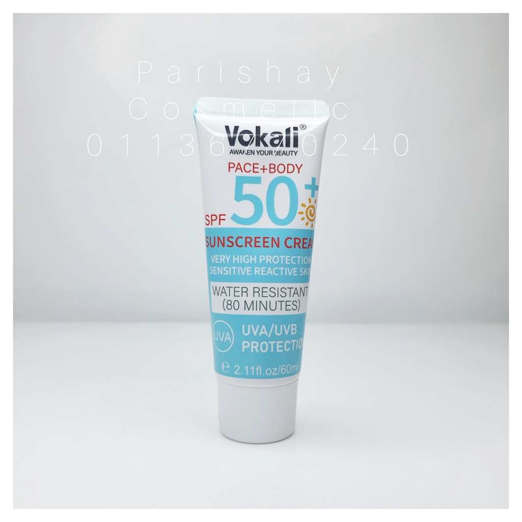 Vokali Sunscreen Cream UVA/UVB Protection SPF 50+ 60ml | Shopee Malaysia