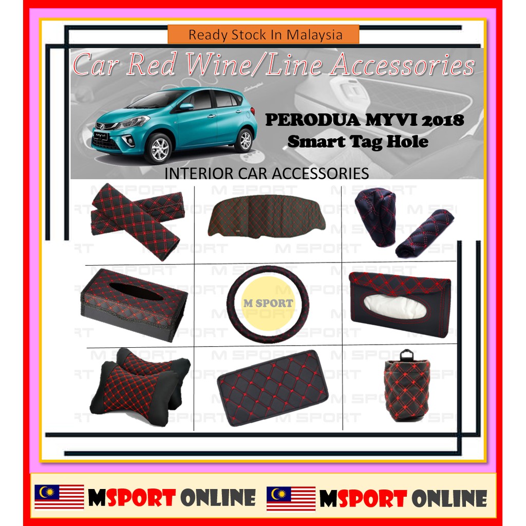 Dashboard Cover Perodua Myvi 2018 Smart Tag Pillow Headrest Seat Belt ...