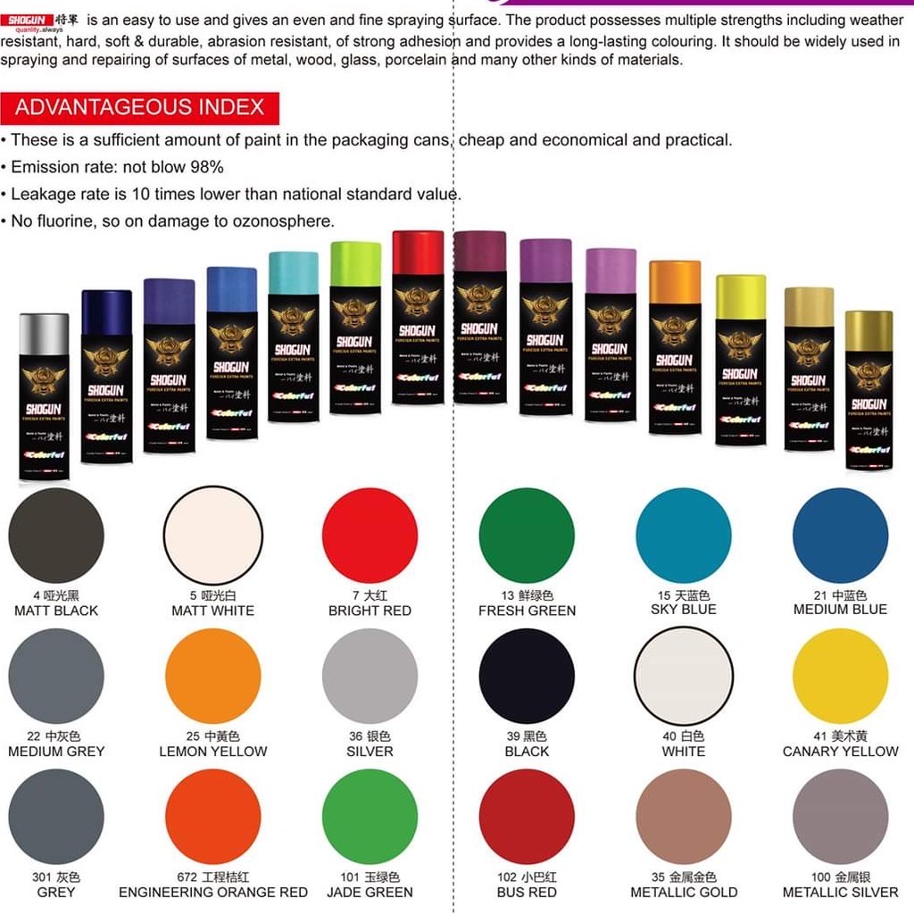 SHOGUN FOREIGN EXTRA PAINTS COLORFUL STANDARD COLOUR SPRAY METAL ...