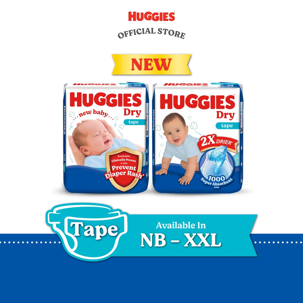 Huggies Dry Tape Diapers NB80/S80/M60/L54/XL42/XXL38 - Fastest ...