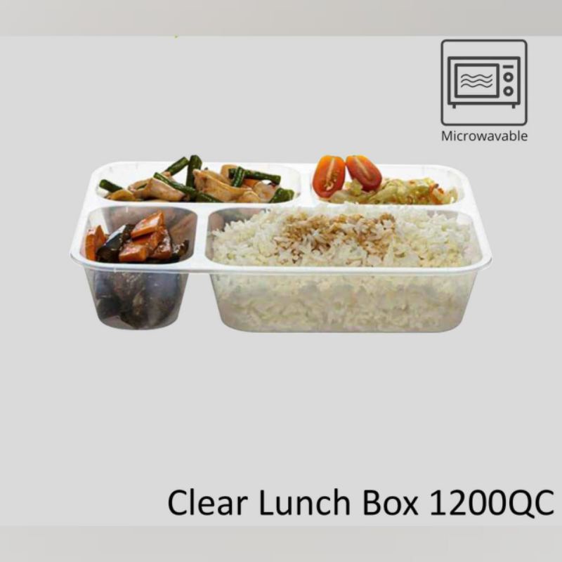 RENEQ 4 COMPARTMENT MICROWAVE DISPOSABLE PP PLASTIC CONTAINER WITH LID ...