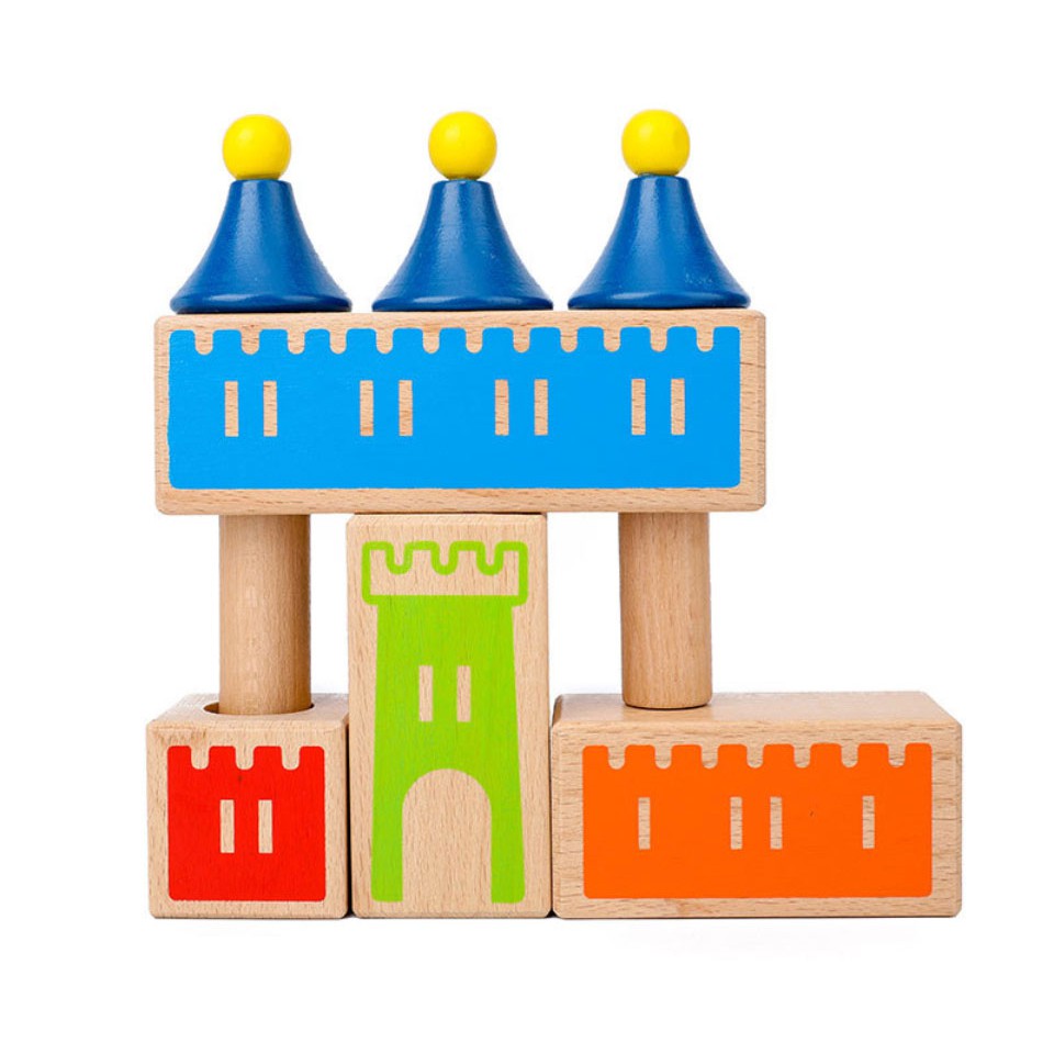 WEAREY Kids Educational Wooden Toys Castle Building Blocks Puzzle ...