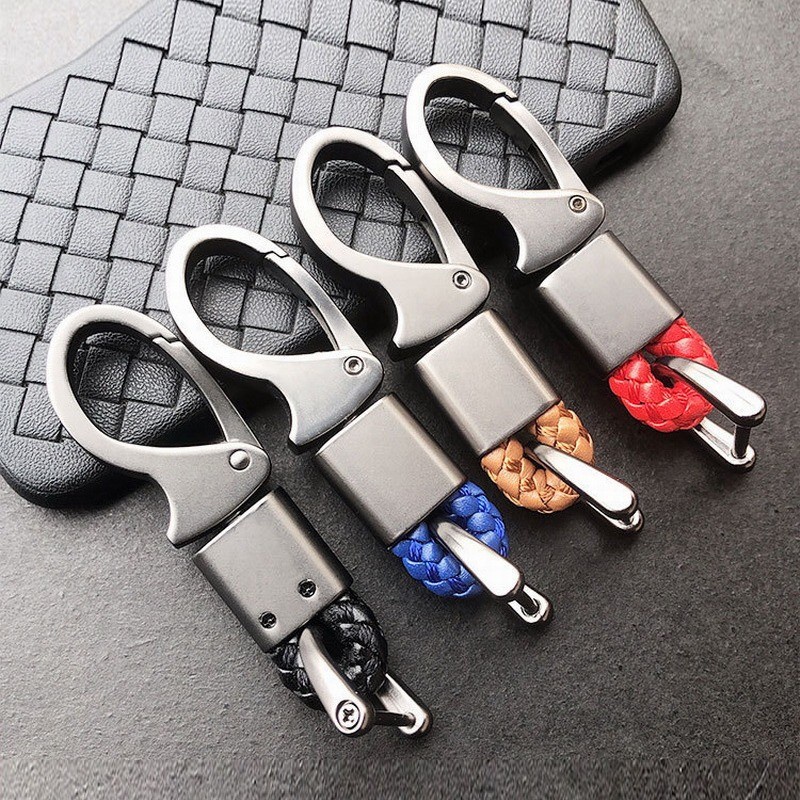 Alloy Car Keychain Metal Keyholder with Leather Rope Buckle Horseshoe ...