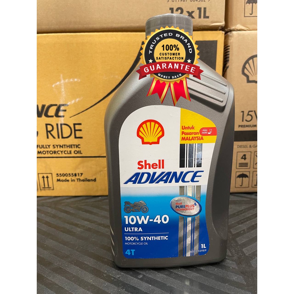 Shell Advance 4T Ultra 10W-40 Fully Synthetic Motorcycle Engine Oil (1L ...