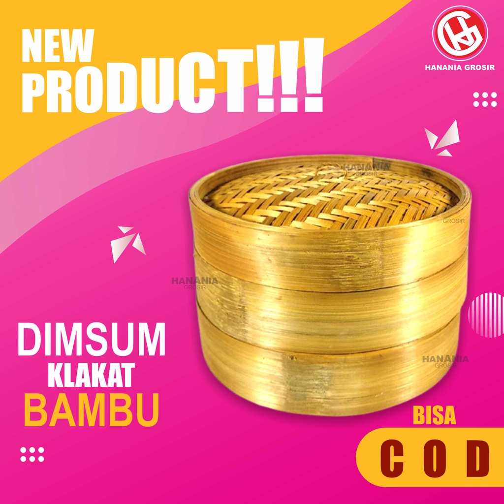 Streamer Klakat Bamboo Dimsum 20 cm | Bamboo Steamer - 2 Containers + 1 ...