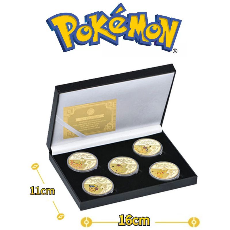 Charming Pokemon Commemorative Coin Kawaii Pikachu Patterns Gold Plated ...