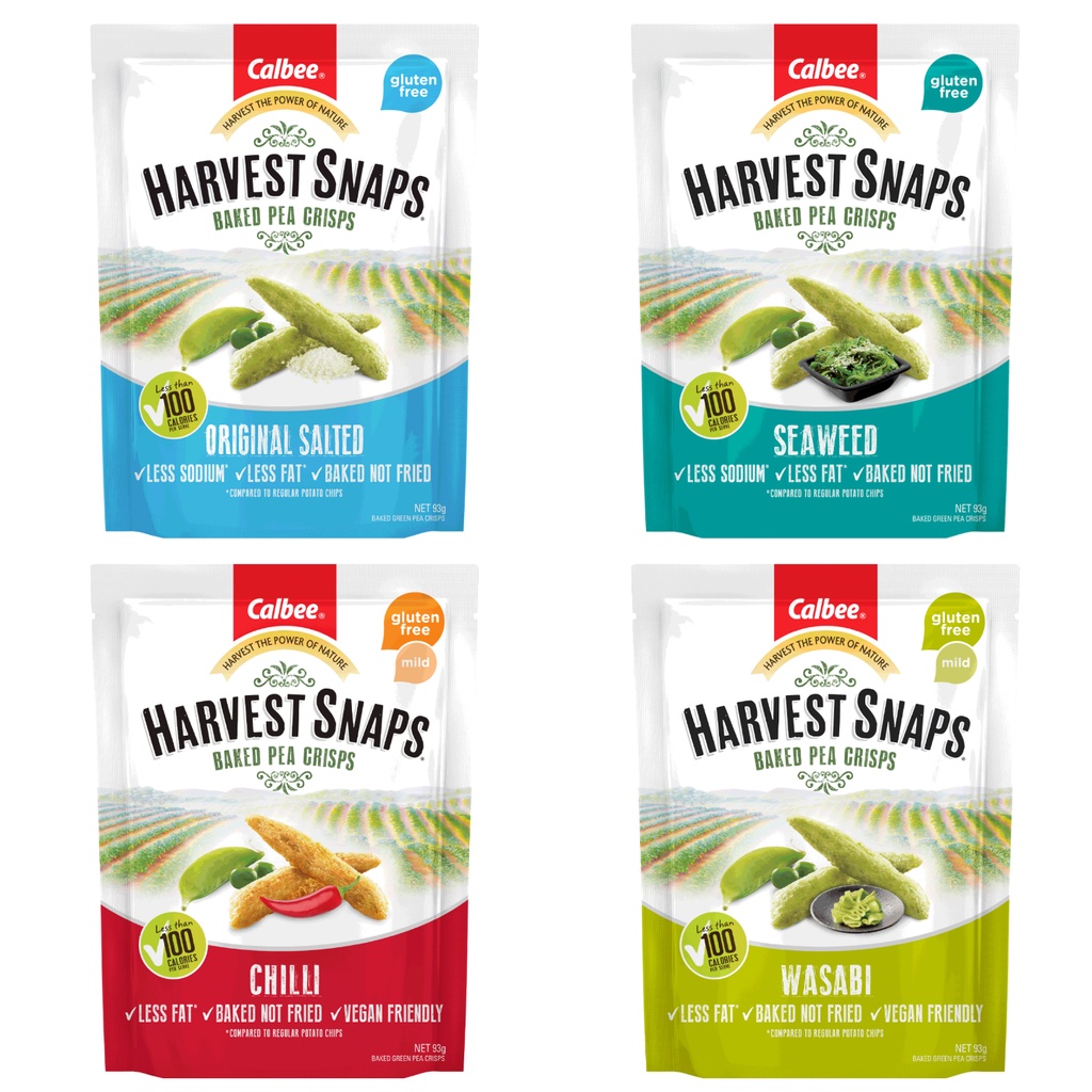 Calbee Harvest Snaps Baked Pea Crisps 93g [Chili / Original Salted ...