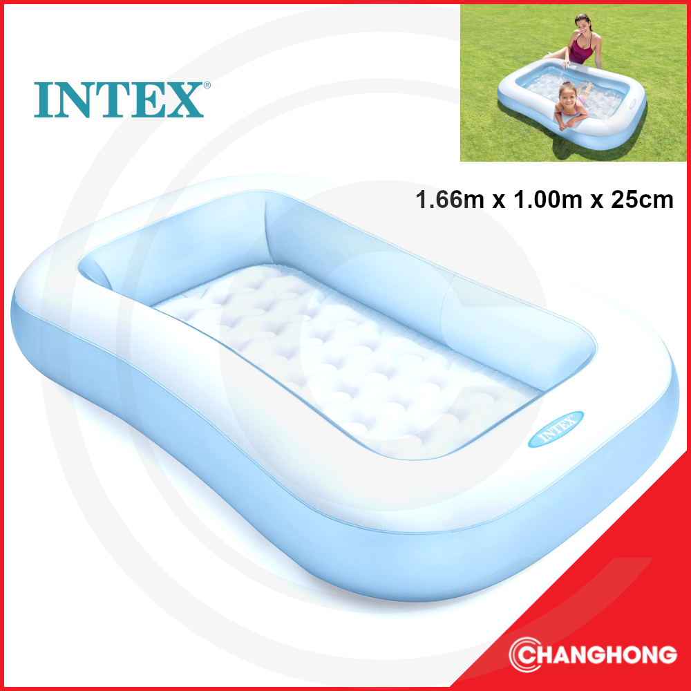 Intex 57403NP Rectangular Inflatable Kiddie Outdoor Pool | 1.66m x 1 ...
