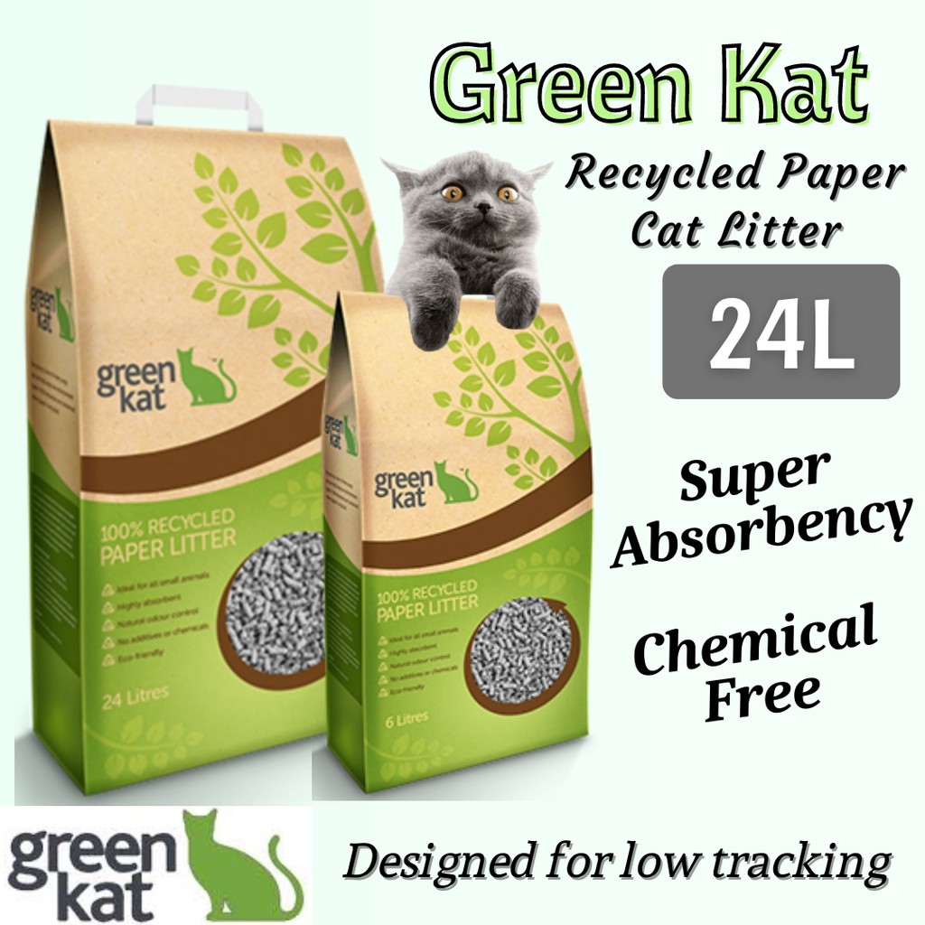 Green Kat 100% Recycled Paper Cat Litter-24L / Pasir Kucing Kertas ...
