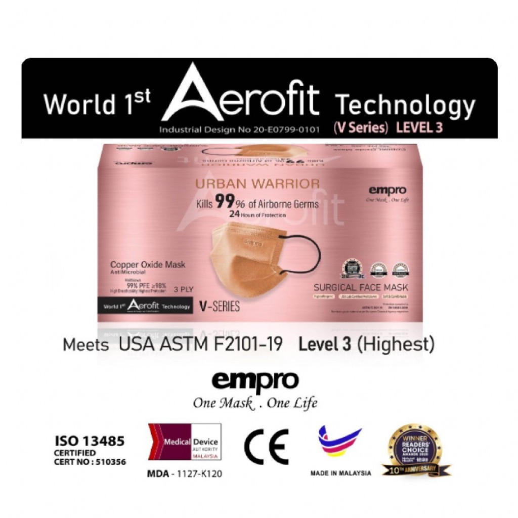 EMPRO Copper Oxide V-Series 3PLY Surgical Face Mask (50pcs) | Shopee ...