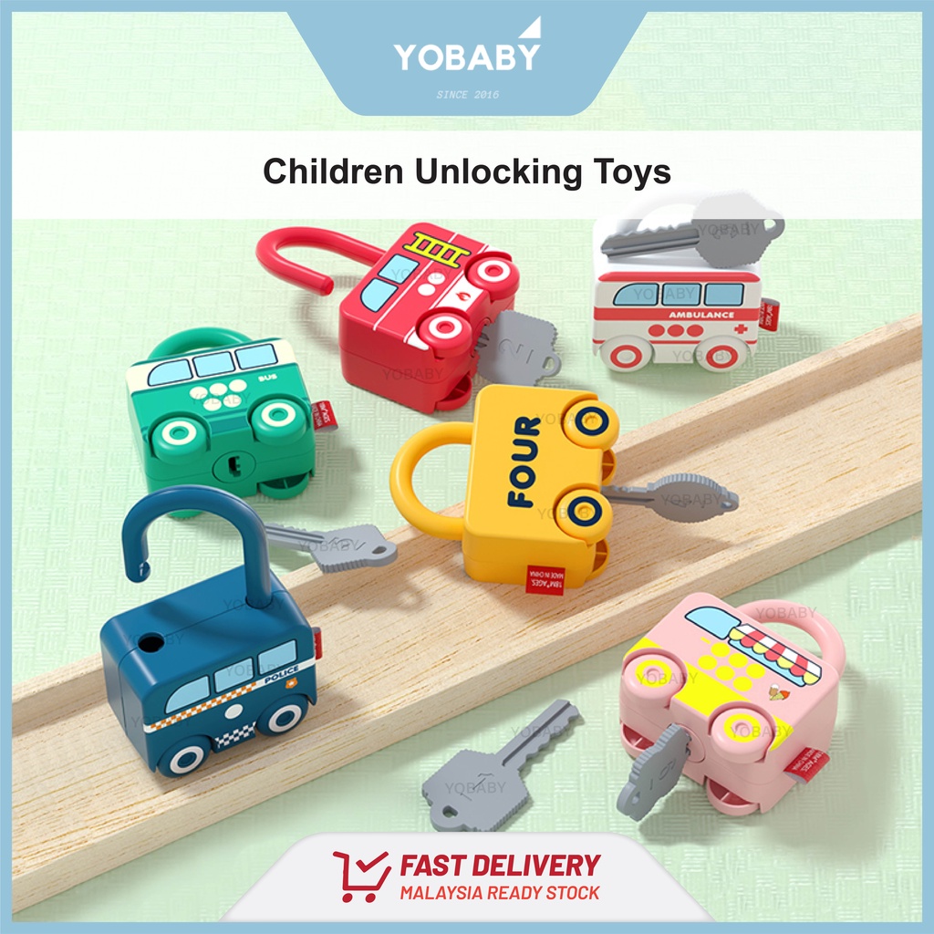 Unlock Vehicles Alphabet Numbers Lock With Key Learning Educational ...