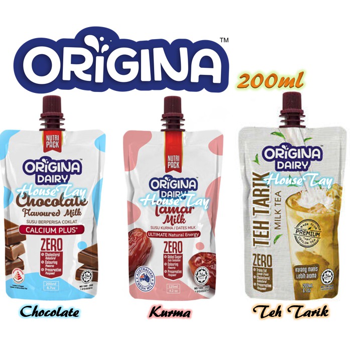 ORIGINA Dairy Tamar Milk/ChocMilk/TeaMilk(TehTarik) (200ml) | Shopee ...