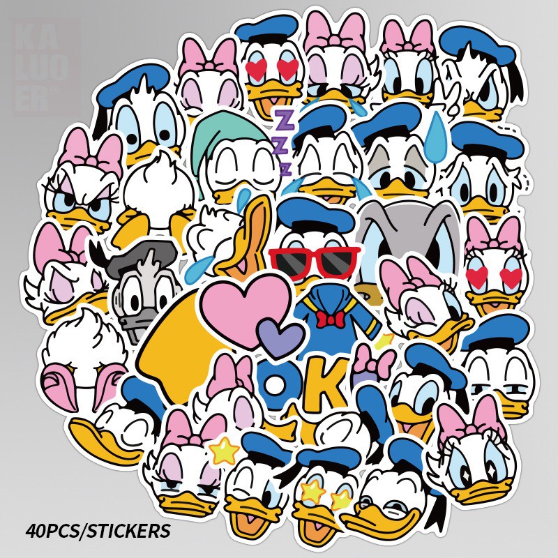 40pcs/Pack Cute Disney Donald Duck Stickers for Skateboard Guitar ...