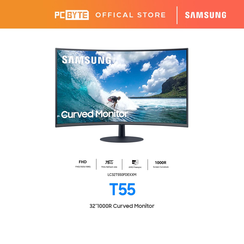 Samsung T55 Curved Monitor AMD FreeSync/FHD/75Hz and Game Mode (32 ...
