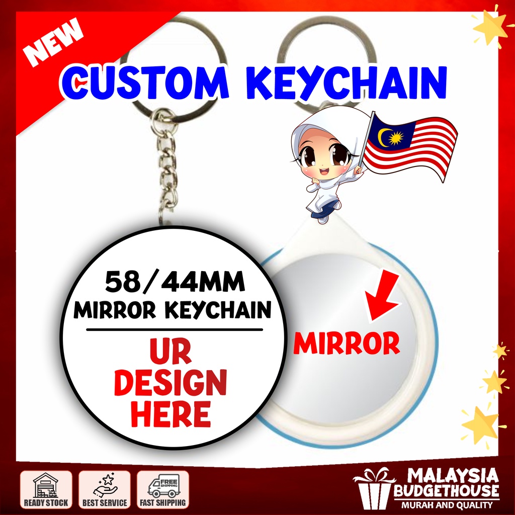 Custom Button Badge Keychain Mirror Printed Personal Keychain with ...