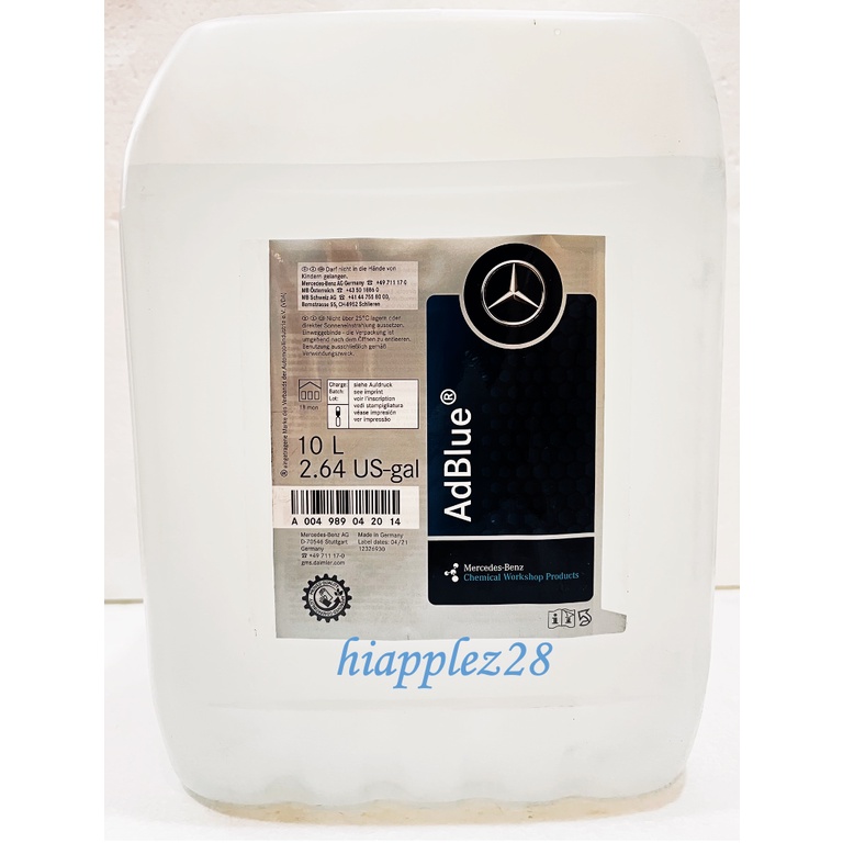 1.89L/10L Adblue Diesel Exhaust Fluid Genuine Mercedes Benz (ORIGINAL ...