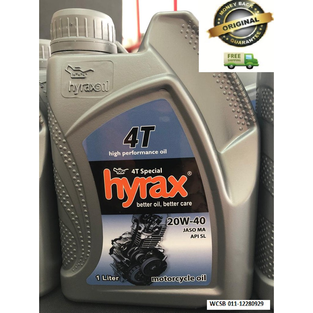 ORIGINAL ENGINE OIL / MINYAK PELINCIR MOTOSIKAL 20W-40 HYRAX OIL ...