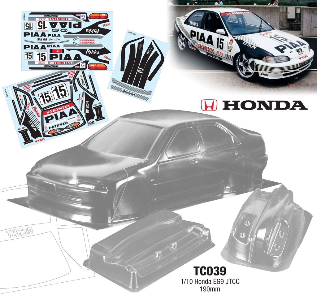 1/10 PC RC shell body Honda EG9 JTCC Civic Ferio SiR 190mm width ...