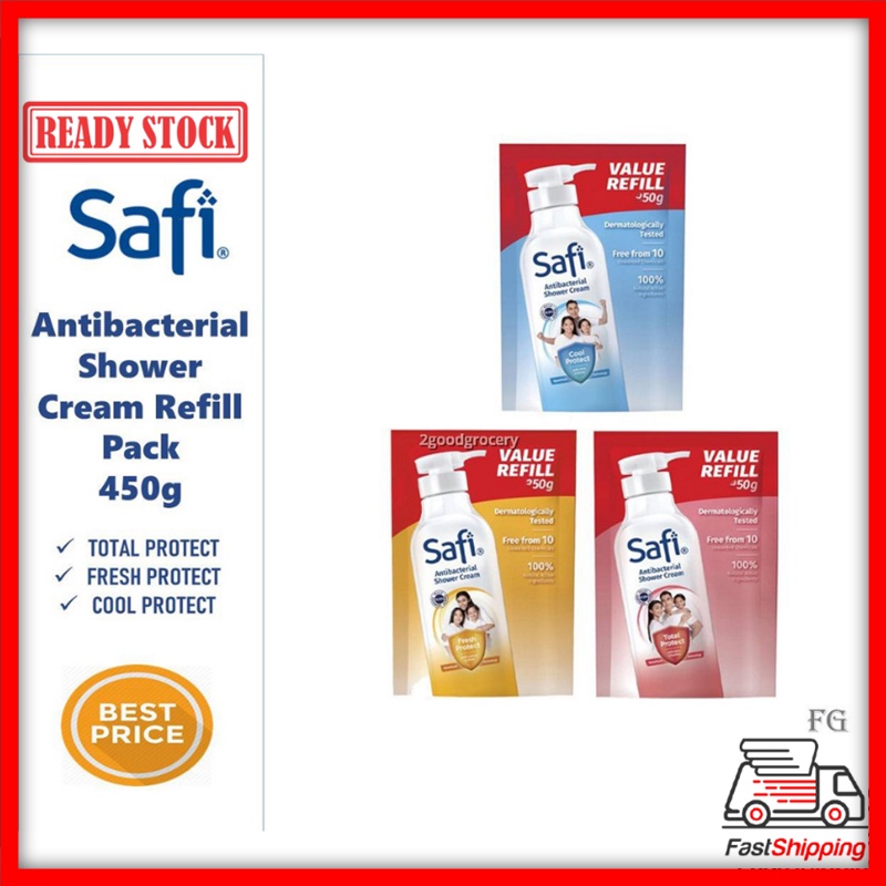 Safi Antibacterial Shower Cream Refill Pack 450G (Total Protect/Cool ...
