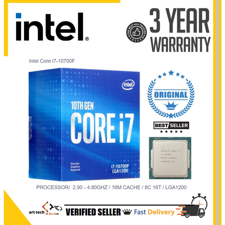 Intel Core i7-10700F PROCESSOR/ 2.90 - 4.80GHZ / 16M CACHE / 8C 16T ...