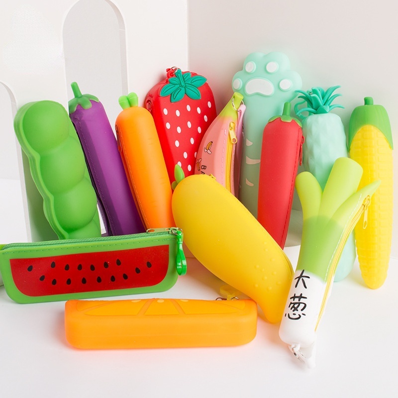 1 Pcs Vegetable Silicone Pencil Bag Pencil Case School Stationary ...