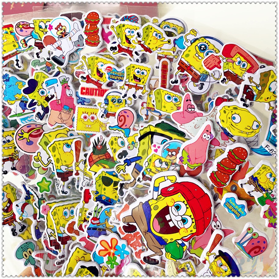 5Sheets Cartoon SpongeBob SquarePants Q-1 DIY Rewards Sticker 3D Puffy ...