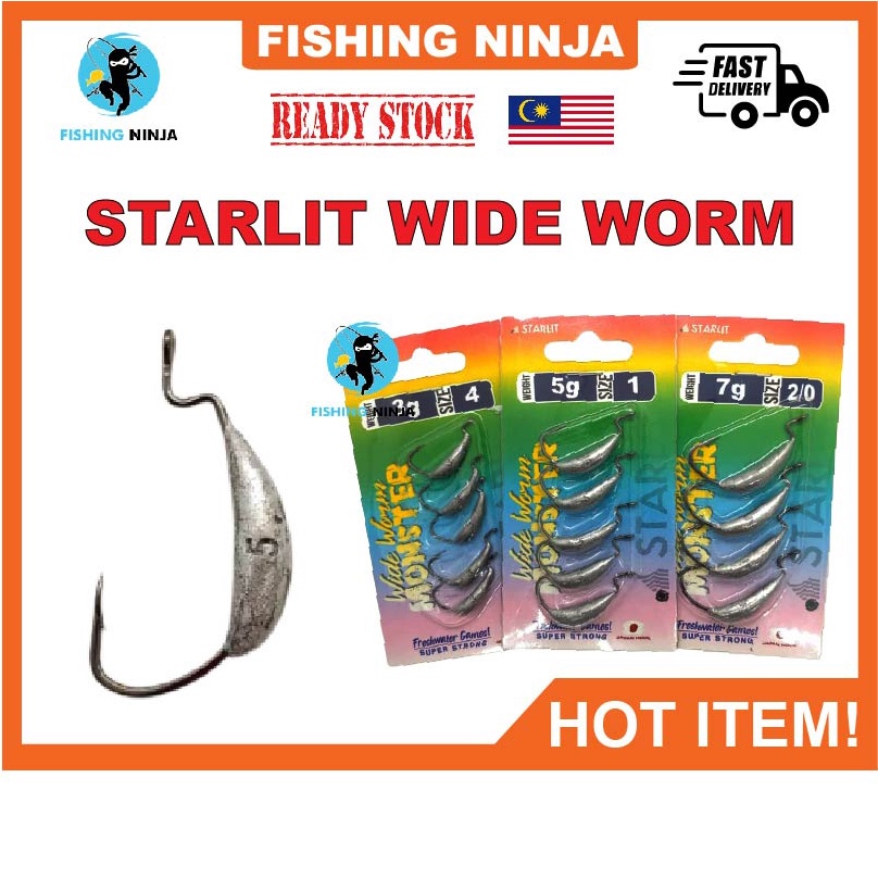 Starlit Wide Worm Monster Jig Starlit Fishing Hook Jigging Hook Mata Kail Starlit Mata Jigging ...