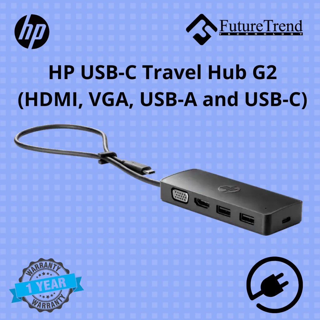 HP USB-C Travel Hub G2 (HDMI, VGA, USB-A and USB-C) | Shopee Malaysia
