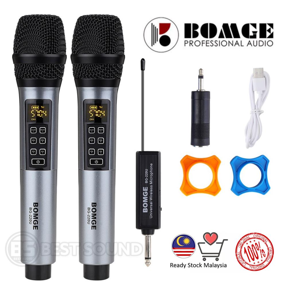 BOMGE UHF Wireless Microphone, Dual Cordless Metal Dynamic Microphone System with Rechargeable ...