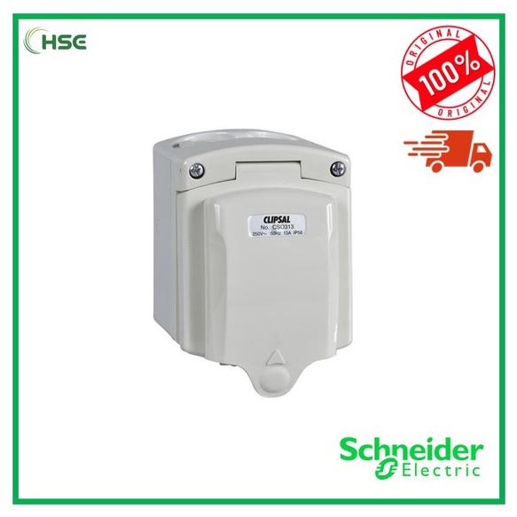 [CSO313GY] Schneider Electric Kavacha 13A 250V Surface Mount Single Gang Socket Outlet IP56 ...