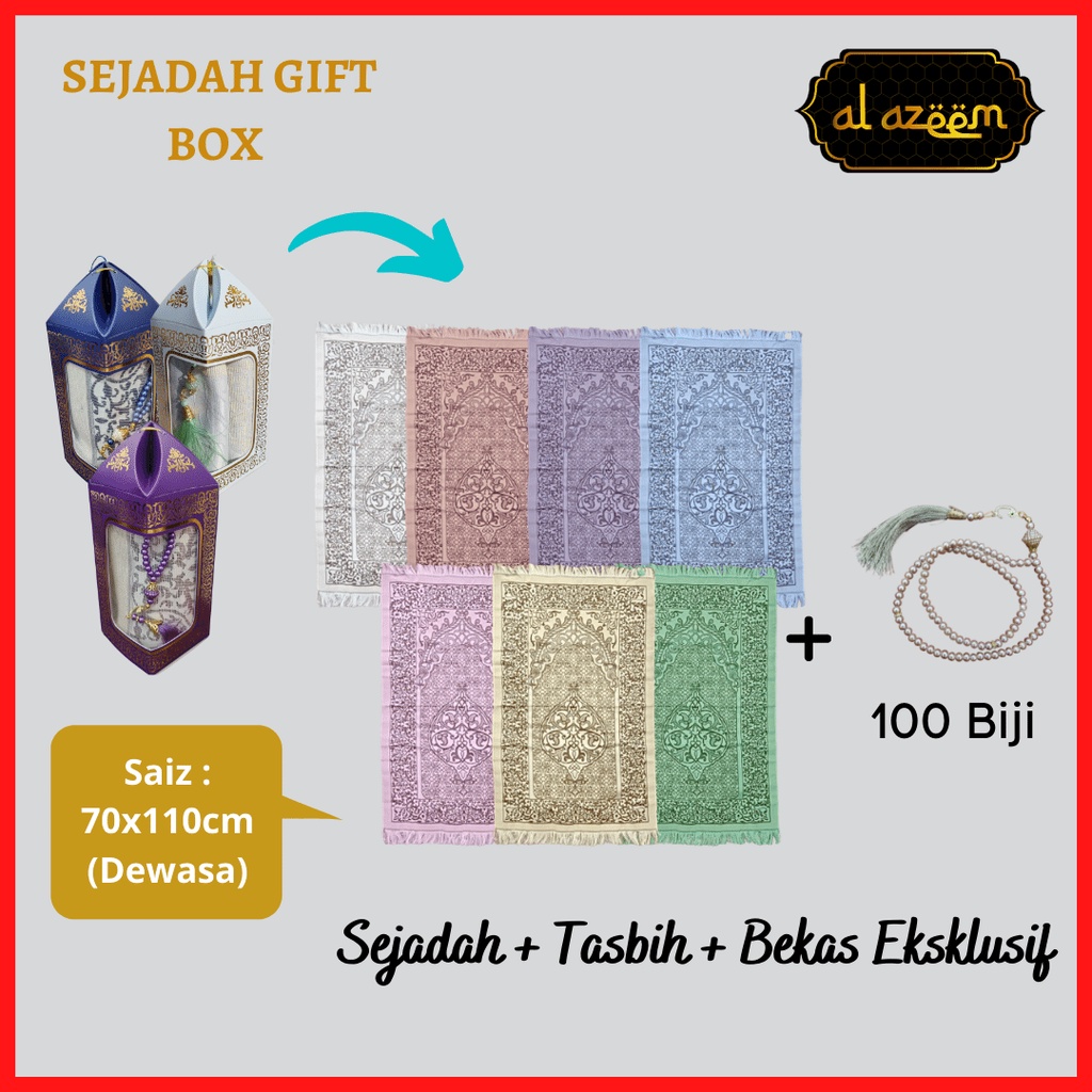 Sejadah Hadiah Hantaran Travel Tasbih Kotak Surprise Gift Box 70x110cm ...