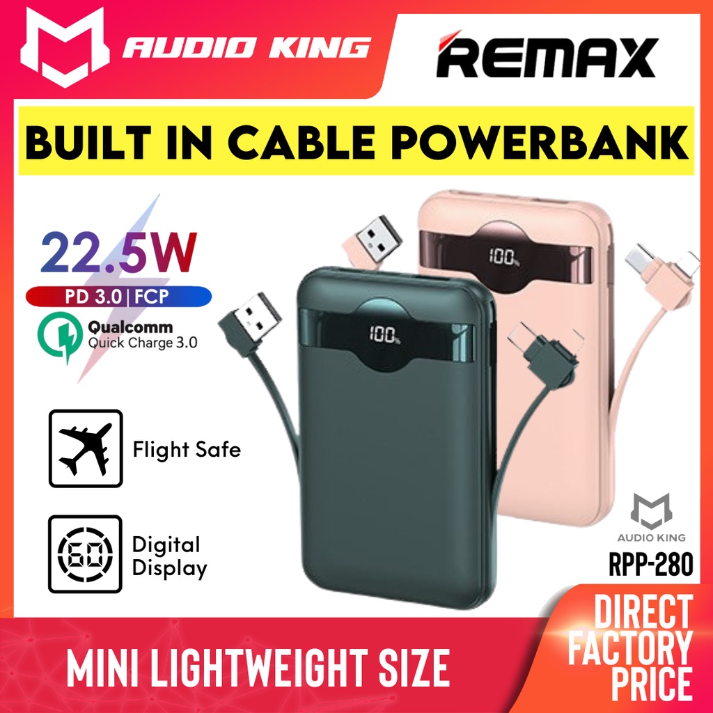 REMAX Powerbank With Built In Cable Powerbank 10000mAh Powerbank 22 5W ...