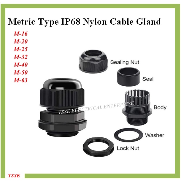 Cable Gland M Gland Nylon IP68 Black M16 M20 M22 M25 M32 | Shopee Malaysia