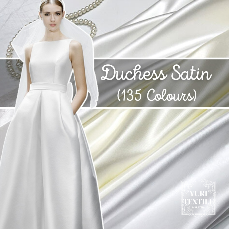 Premium Duchess Satin Bridal Satin Fabric for Wedding Gowns Baju Melayu ...