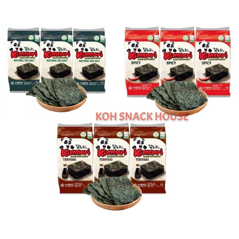 Kimnori Korean Crispy Seaweed Snack 4g x 3pkt (Sea Salt / Spicy ...