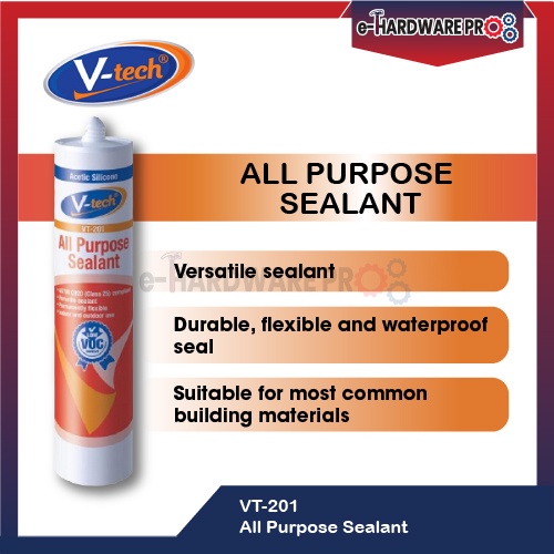 V-Tech Vt-201 All Purpose Silicone Sealant Waterproof 280ml | Shopee ...