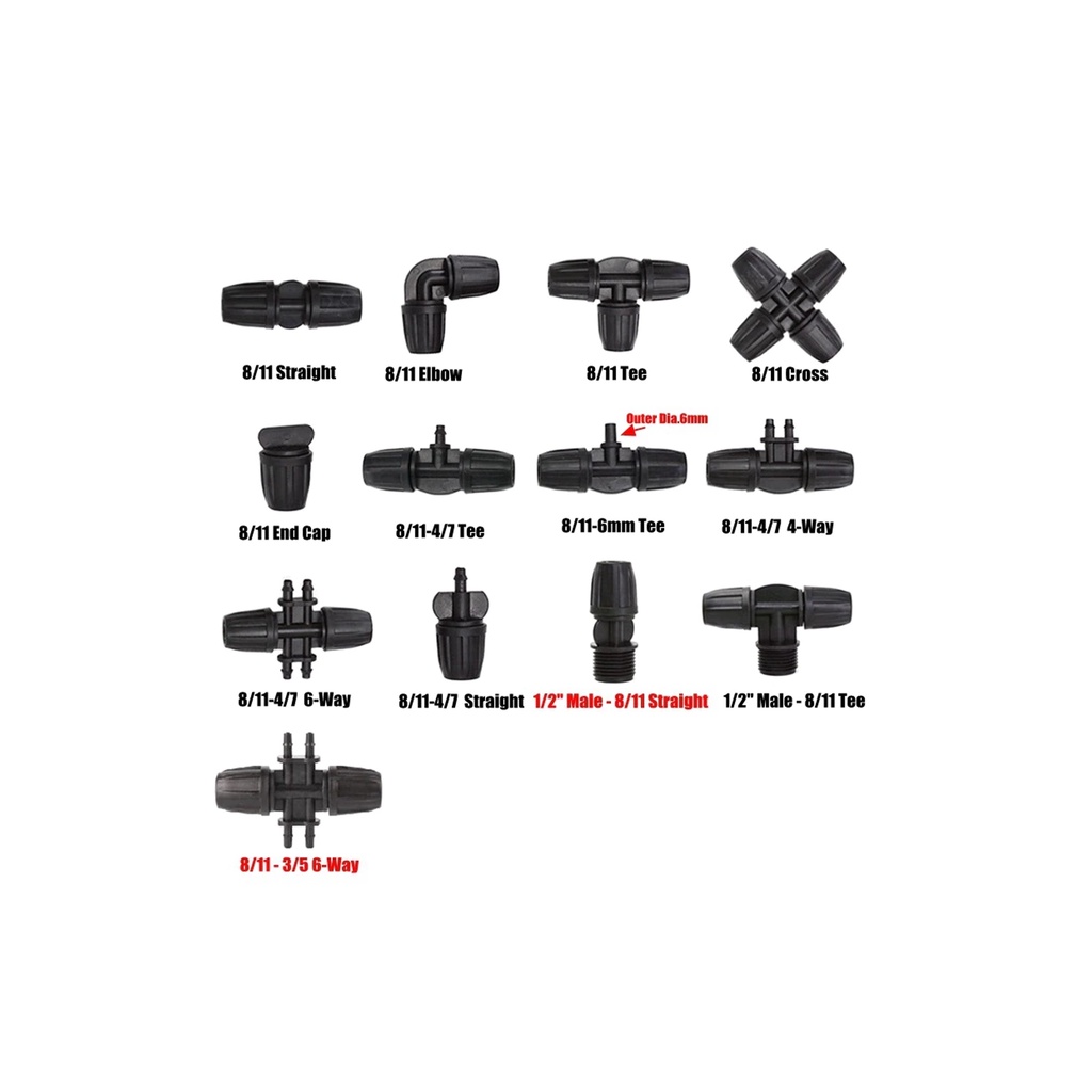 8/11 mm Microtube Fertigation Hose Connector Penyambung Wayar Fertigasi ...