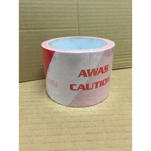 AWAS Tape - Red/White Hazard Stripe (Non-Stick) | Shopee Malaysia