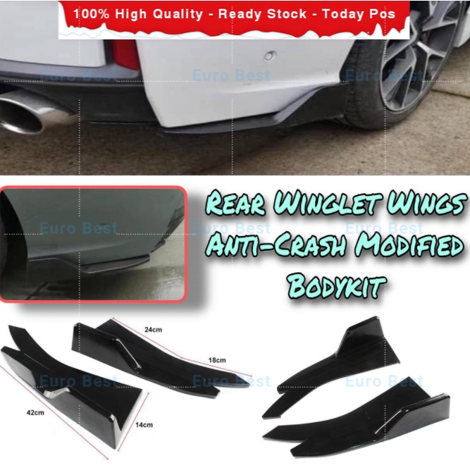 Universal Rear Bumper Lip Diffuser Winglet Wings Anti-crash Modified ...