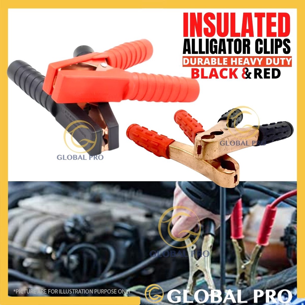 50A / 100-300A / 400A Red + Black Copper Coated Car Crocodile Clip ...