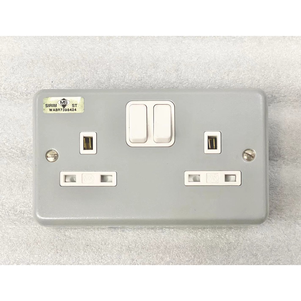 UMS SWITCH SOCKET 13A 2 GANG METAL CLID | Shopee Malaysia