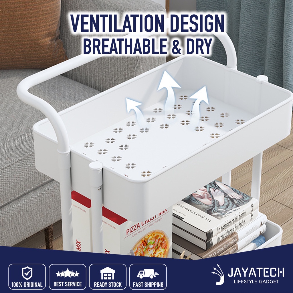3 TIER MULTIFUNCTION TROLLEY RACK WITH WHEEL & HANDLE / KITCHEN RACK ...