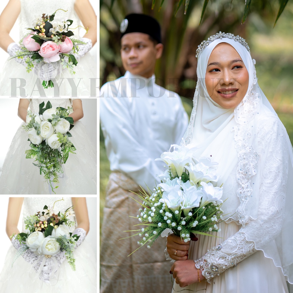 Bridal hand Bouquet big peony 6 head Artificial silk Flowers for ...