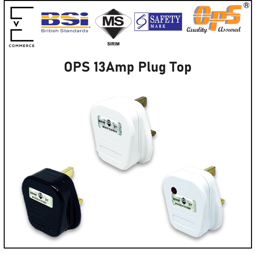 OPS 13AMP PLUG TOP (WHITE/BLACK/WHITE WITH NEON) | Shopee Malaysia