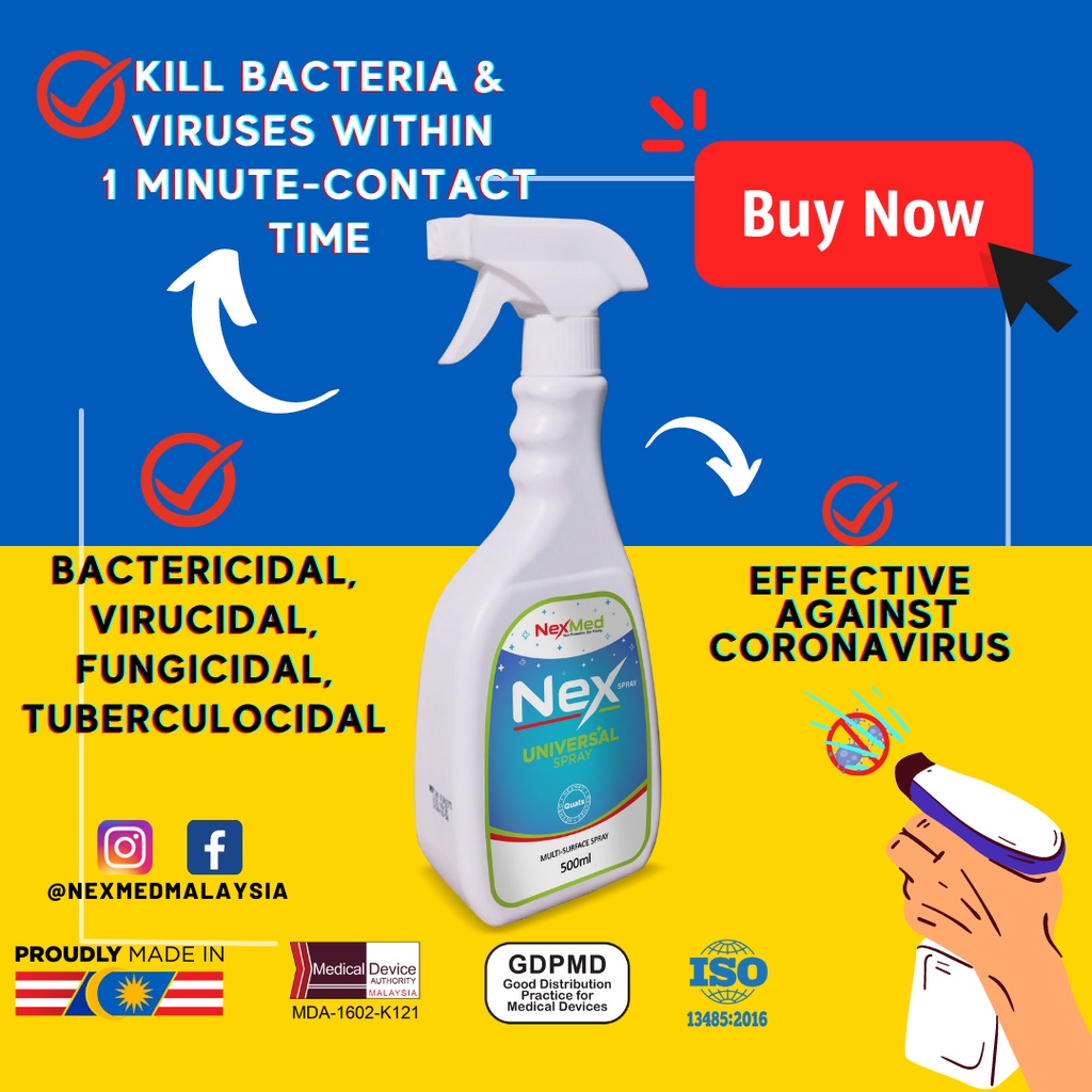 NEXMED UNIVERSAL DISINFECTANT SPRAY NMUS500 non alcohol disinfectant ...