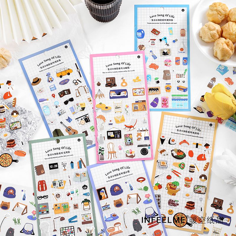 MEME MOMO Infeel.Me Song of Life Food Sticker Travel Sticker Cat ...