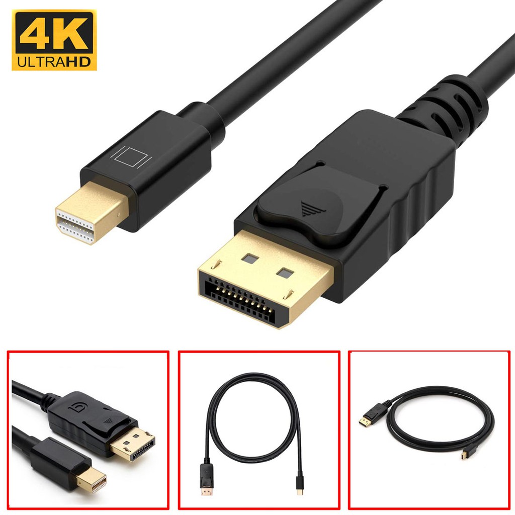 High Quality Gold palette Mini DP to DP Cable 1.8m MiniDp Mdp DisplayPort adapter HD Full HD FHD ...