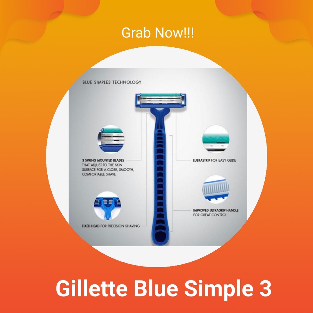 Gillette Blue 3 Simple Disposable Razor 4's (4pcs) Value Pack | Shopee ...